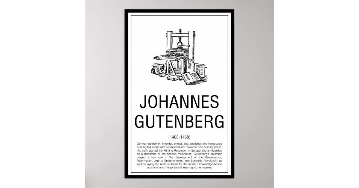 Johannes Gutenberg Poster | Zazzle