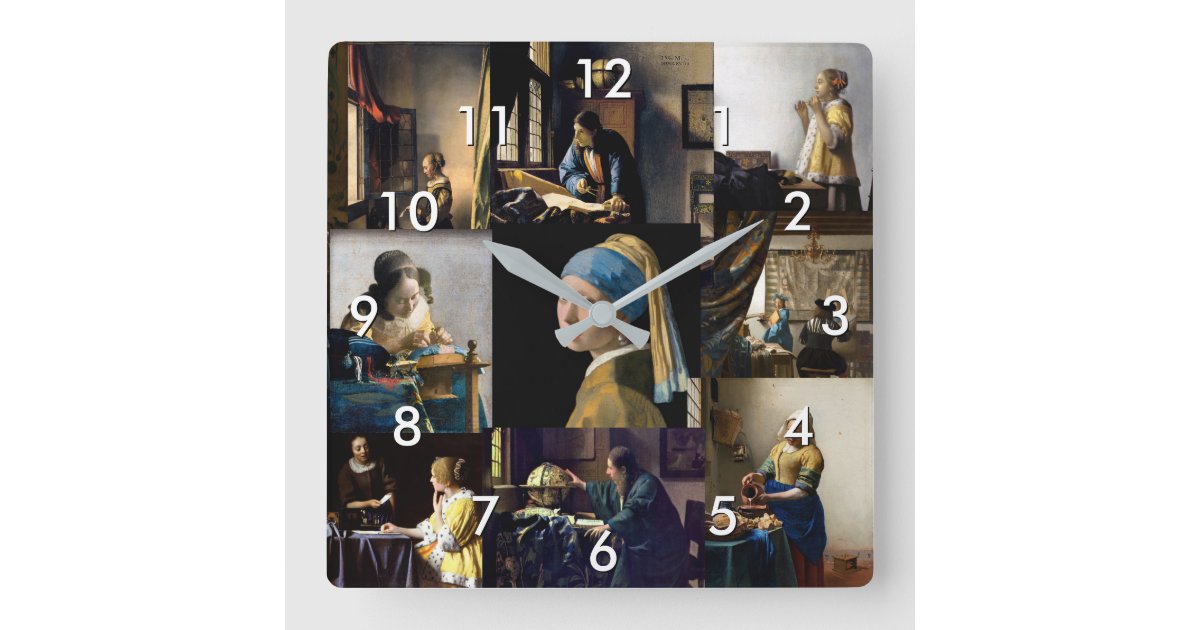 Johannes Vermeer - Masterpieces Patchwork Square Wall Clock | Zazzle