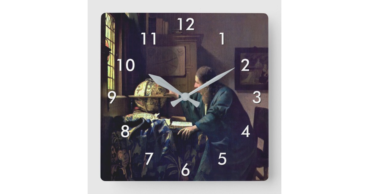 Johannes Vermeer - The Astronomer Square Wall Clock | Zazzle