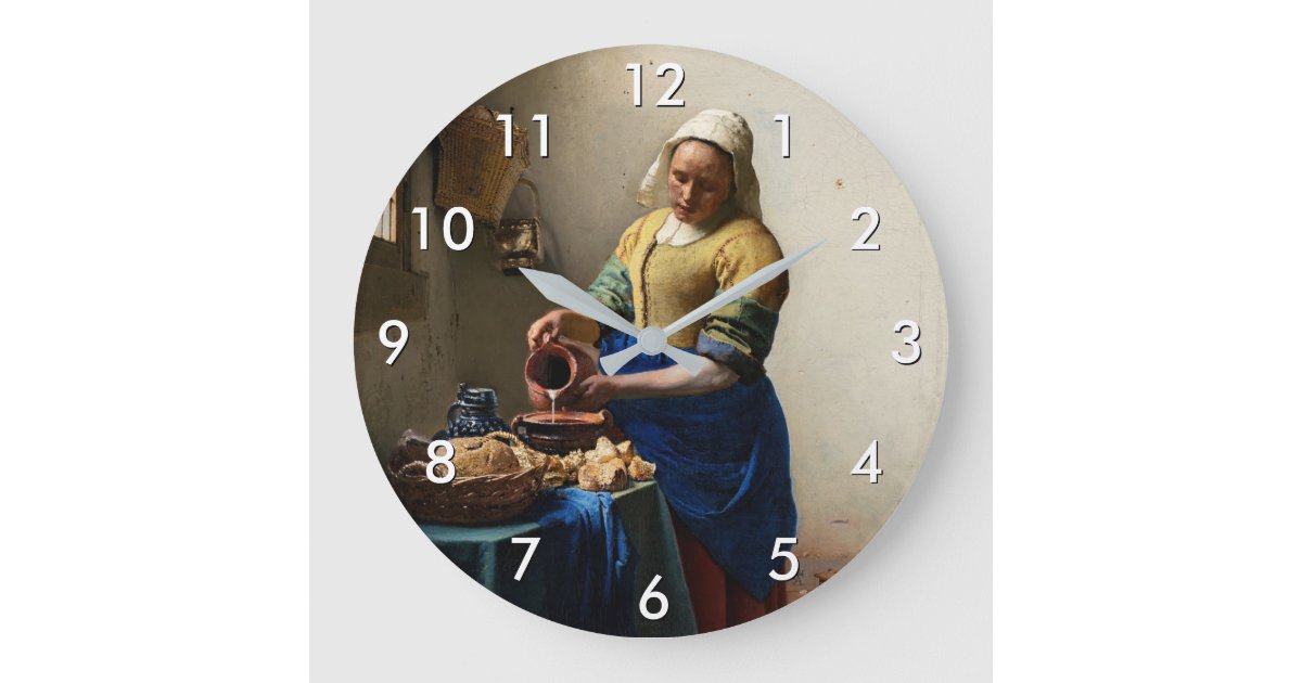 Johannes Vermeer - The Milkmaid Large Clock | Zazzle
