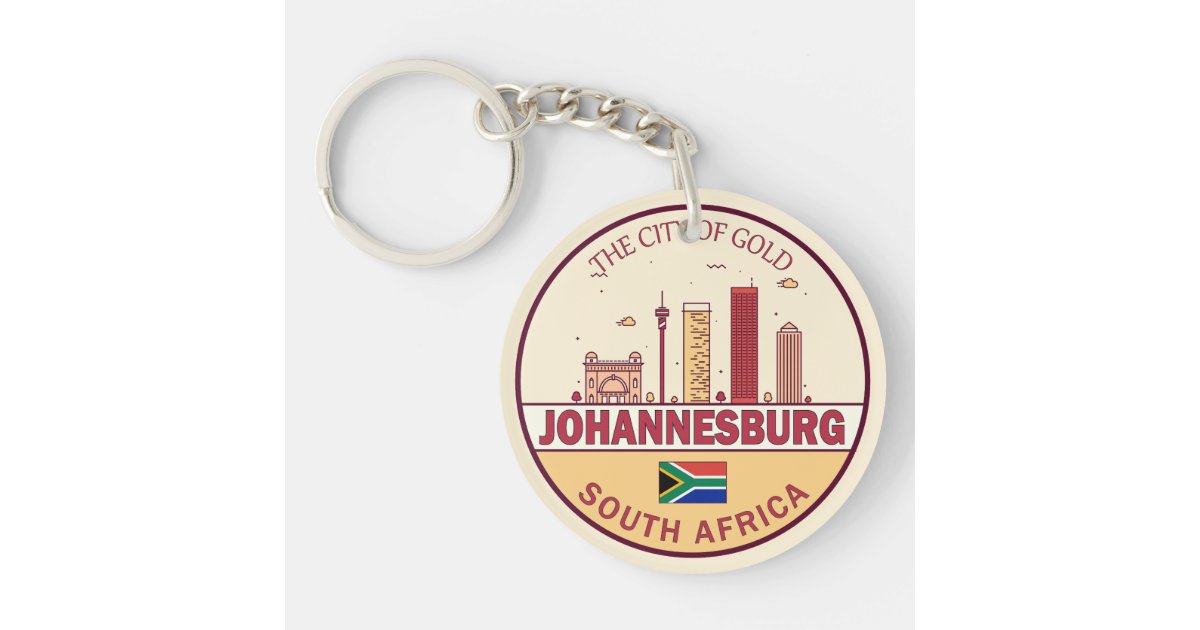 Johannesburg South Africa City Skyline Emblem Keychain | Zazzle