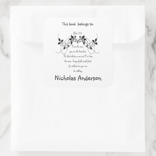 John 15:5 Bible Scripture Verse Bookplate art | Zazzle