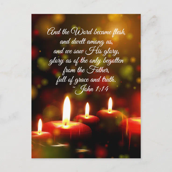John 1:14 Word Became Flesh Scripture Christmas Holiday Postcard | Zazzle