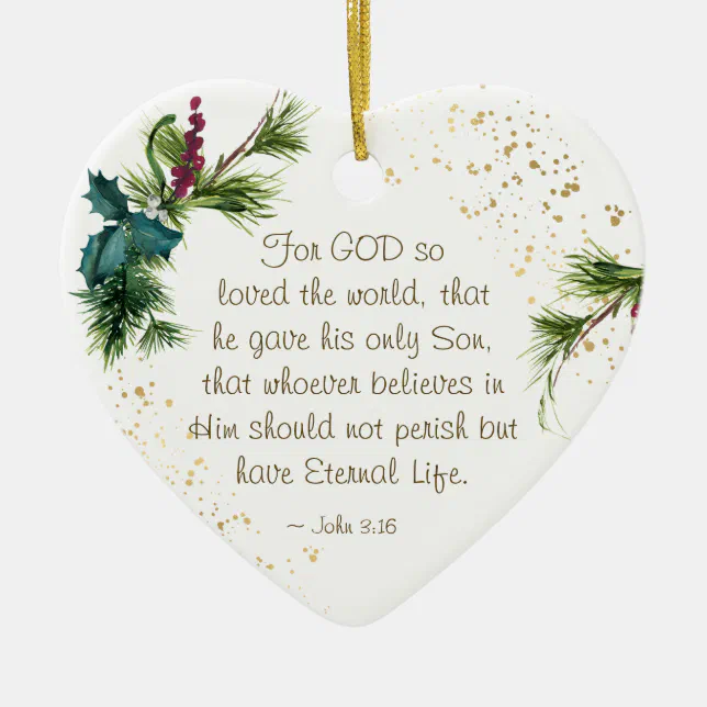 John 3:16 God so Loved the World Christmas Ceramic Ornament | Zazzle