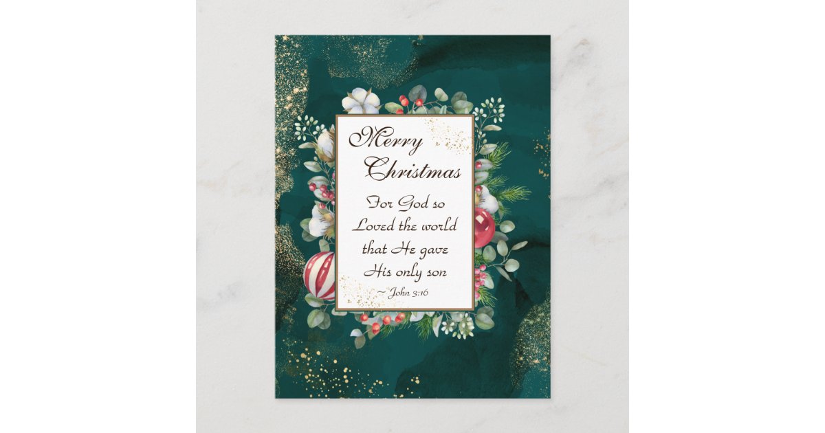 John.3:16 God so Loved the World, Christmas Postcard | Zazzle