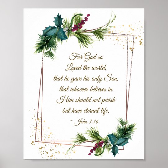 John 3:16 God so Loved the World Christmas Poster | Zazzle.com