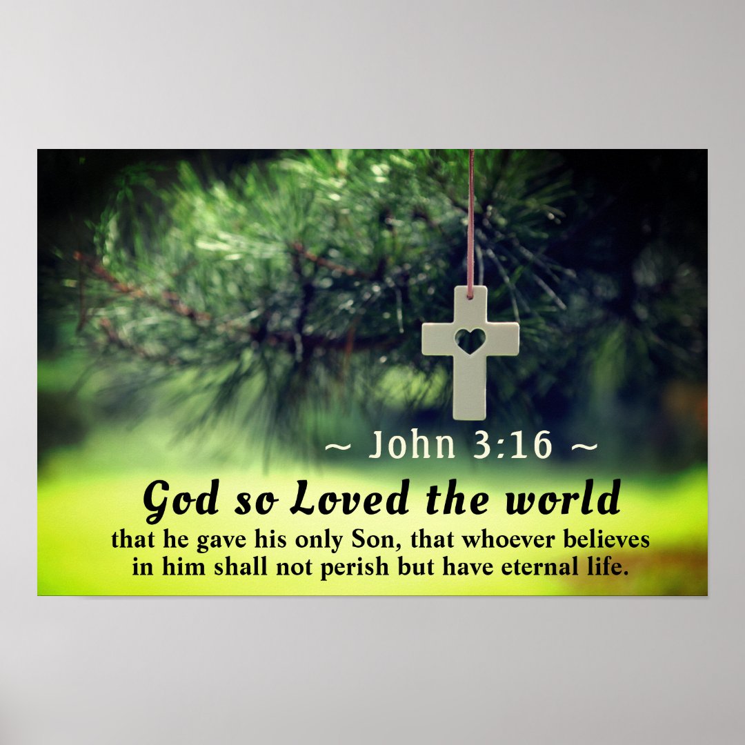 John 3:16 God so loved the world he gave his Son, Poster | Zazzle