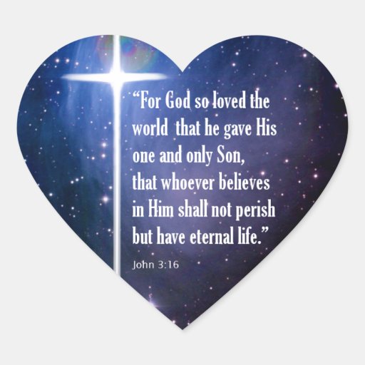 John 3:16 heart sticker | Zazzle