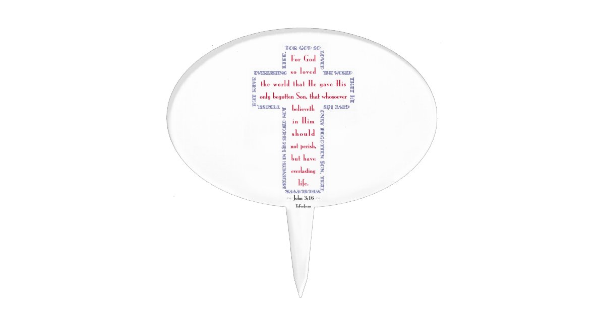 John 3:16 Red, White and Blue Cross Cake Topper | Zazzle
