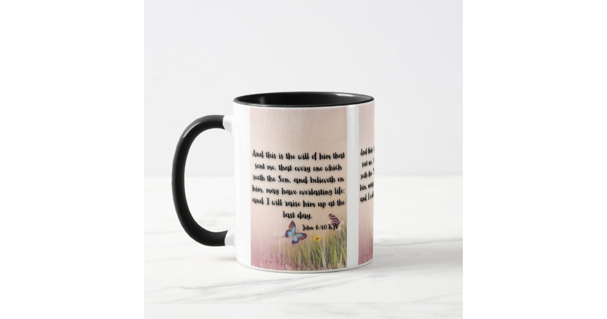John 6:40 KJV Bible Verse Pic Two-Tone Mug | Zazzle