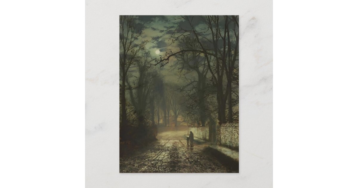 John Atkinson Grimshaw- A moonlit lane Postcard | Zazzle