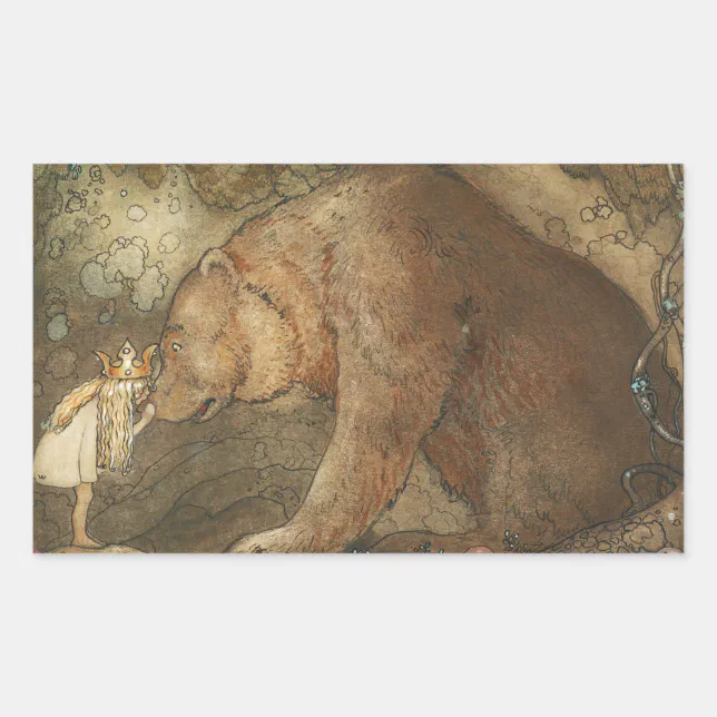 John Bauer - Poor Little Basse Rectangular Sticker | Zazzle