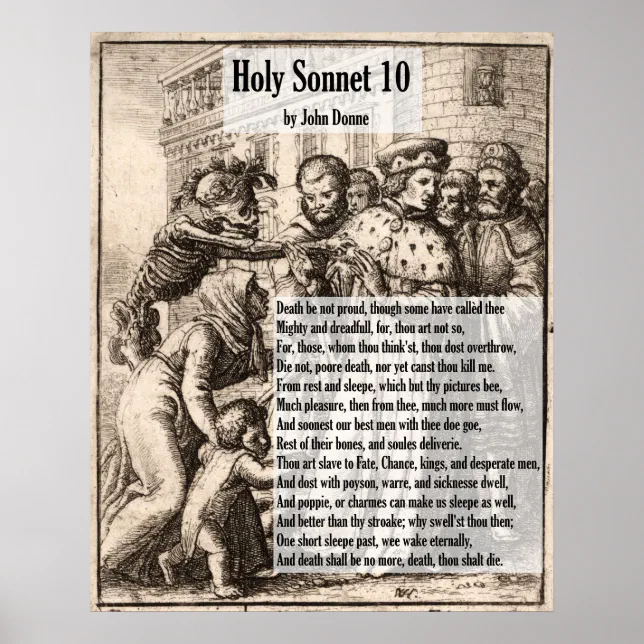 John Donne Death, Be Not Proud/Holy Sonnet 10 Poster | Zazzle