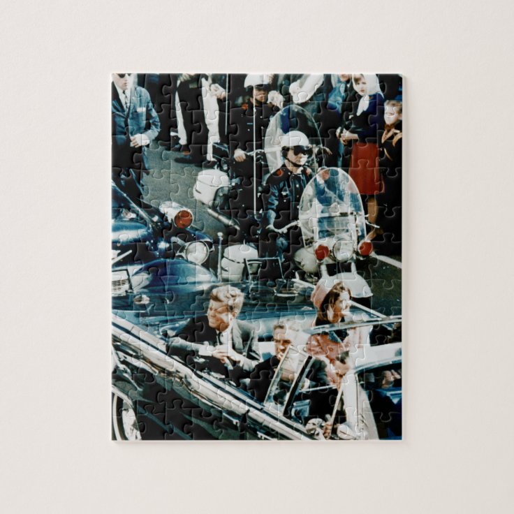 John F Kennedy and Jackie in the Motorcade Dallas Jigsaw Puzzle | Zazzle