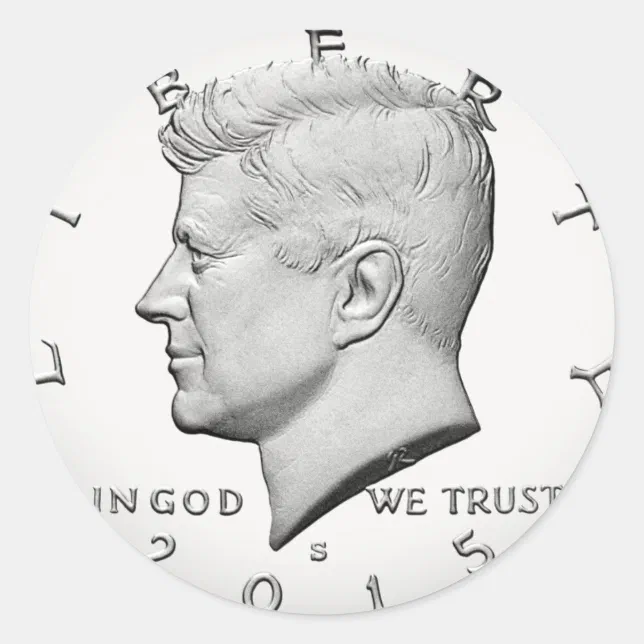 John Fitzgerald Kennedy Half Dollar Classic Round Sticker | Zazzle
