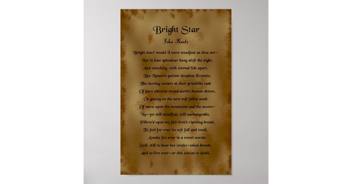 John Keats, Bright Star Poster | Zazzle