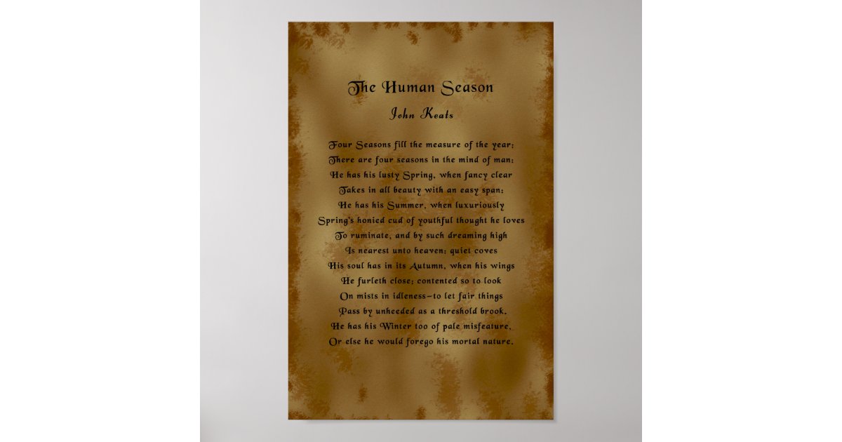 John Keats, The Human Season Poster | Zazzle
