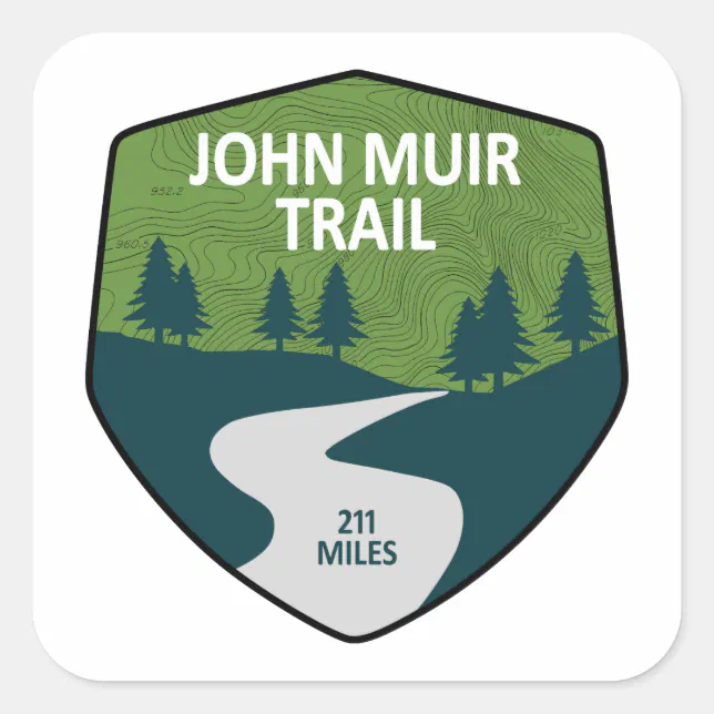 John Muir Trail Square Sticker | Zazzle