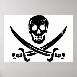 John Rackham (Calico Jack) Pirate Flag Jolly Roger Poster | Zazzle