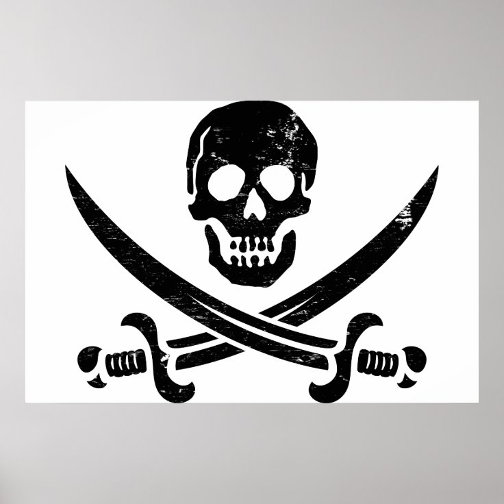 John Rackham (Calico Jack) Pirate Flag Jolly Roger Poster | Zazzle