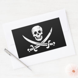 John Rackham (Calico Jack) Pirate Flag Jolly Roger Rectangular Sticker ...