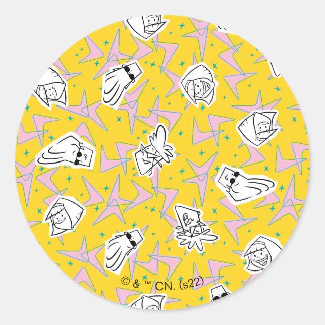 Johnny Bravo Characters Pattern Classic Round Sticker | Zazzle