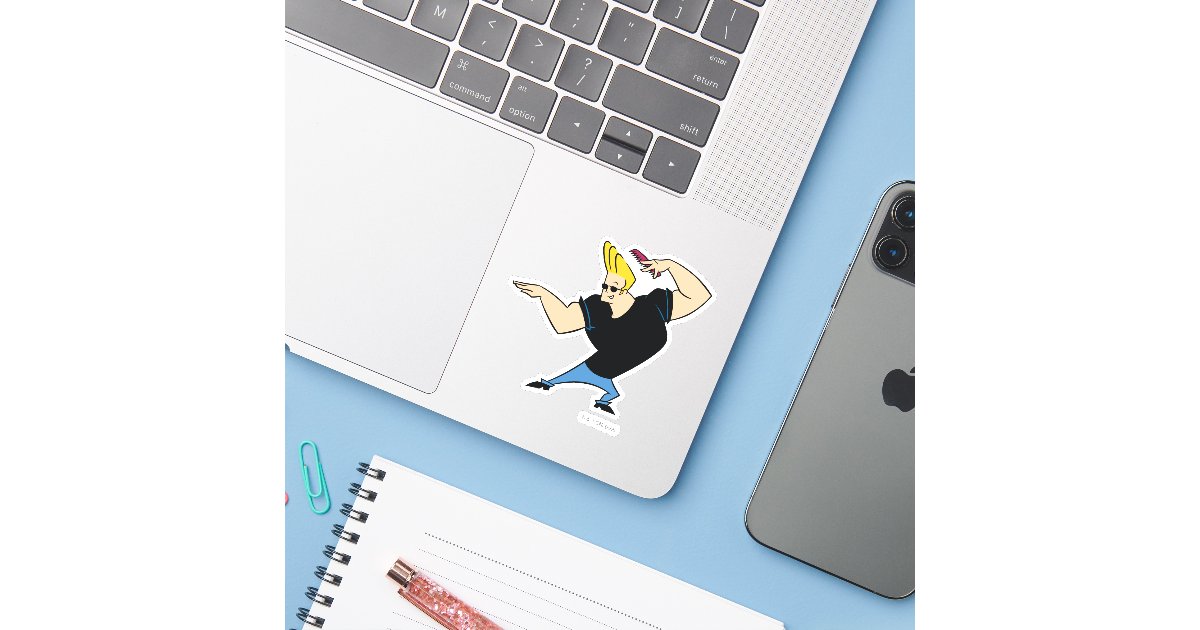 Johnny Bravo Combing Hair Sticker | Zazzle