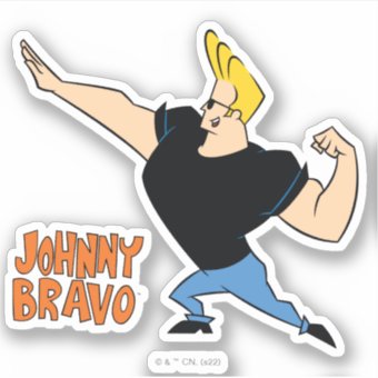 Johnny Bravo Flexing Sticker | Zazzle