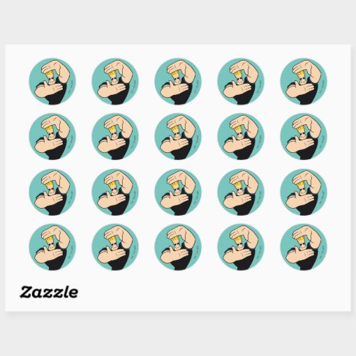 Johnny Bravo Picture Frame Pose Classic Round Sticker | Zazzle
