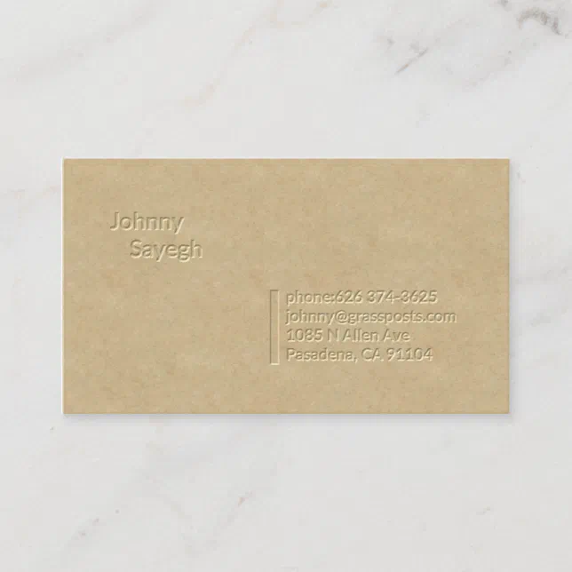 Johnny Sayegh Letterpress Business Card | Zazzle