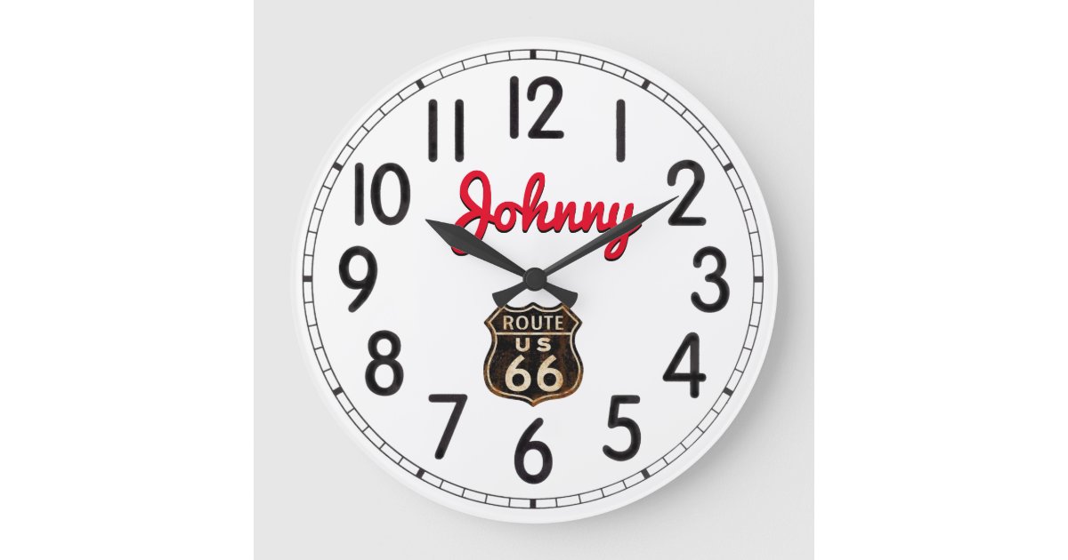 Johnny's Route 66 Large Clock | Zazzle