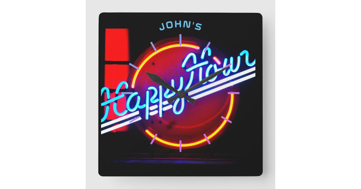 JOHN'S - Name Neon Sign Bar Mancave Den Clock Fun | Zazzle