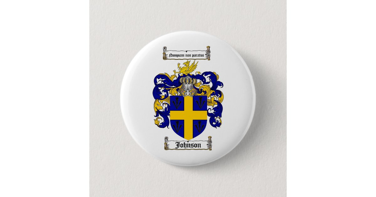 JOHNSON FAMILY CREST - JOHNSON COAT OF ARMS PINBACK BUTTON | Zazzle