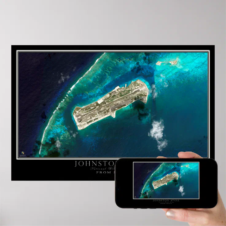Johnston Atoll From Space Satellite Map Poster | Zazzle