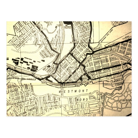 Johnstown, PA Vintage Map Postcard | Zazzle.com