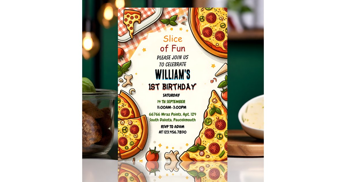 Join food boy girl teen pizza first 1st birthday invitation | Zazzle