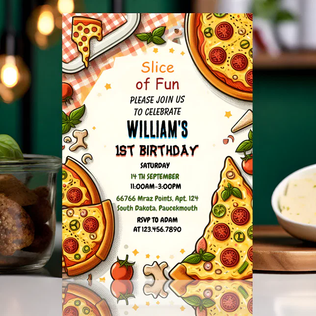Join food boy girl teen pizza first 1st birthday invitation | Zazzle