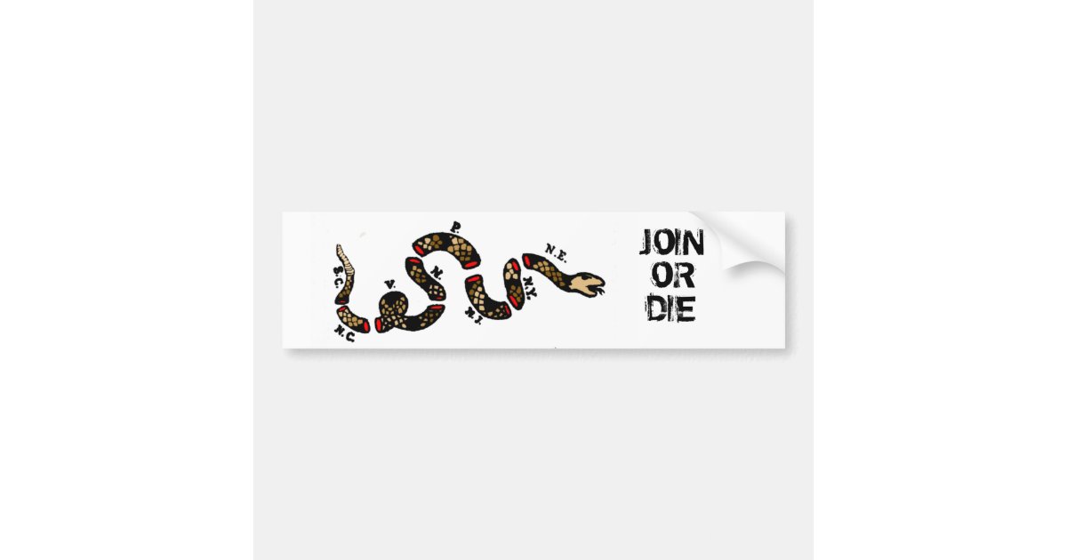 Join Or Die Bumper Sticker | Zazzle