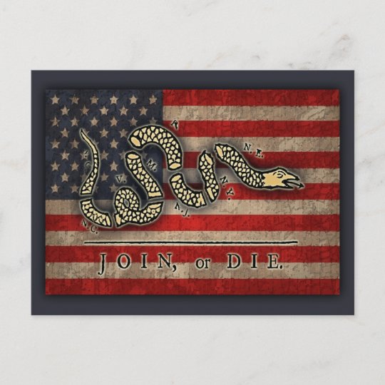 Join, Or Die -Flag Postcard | Zazzle.com