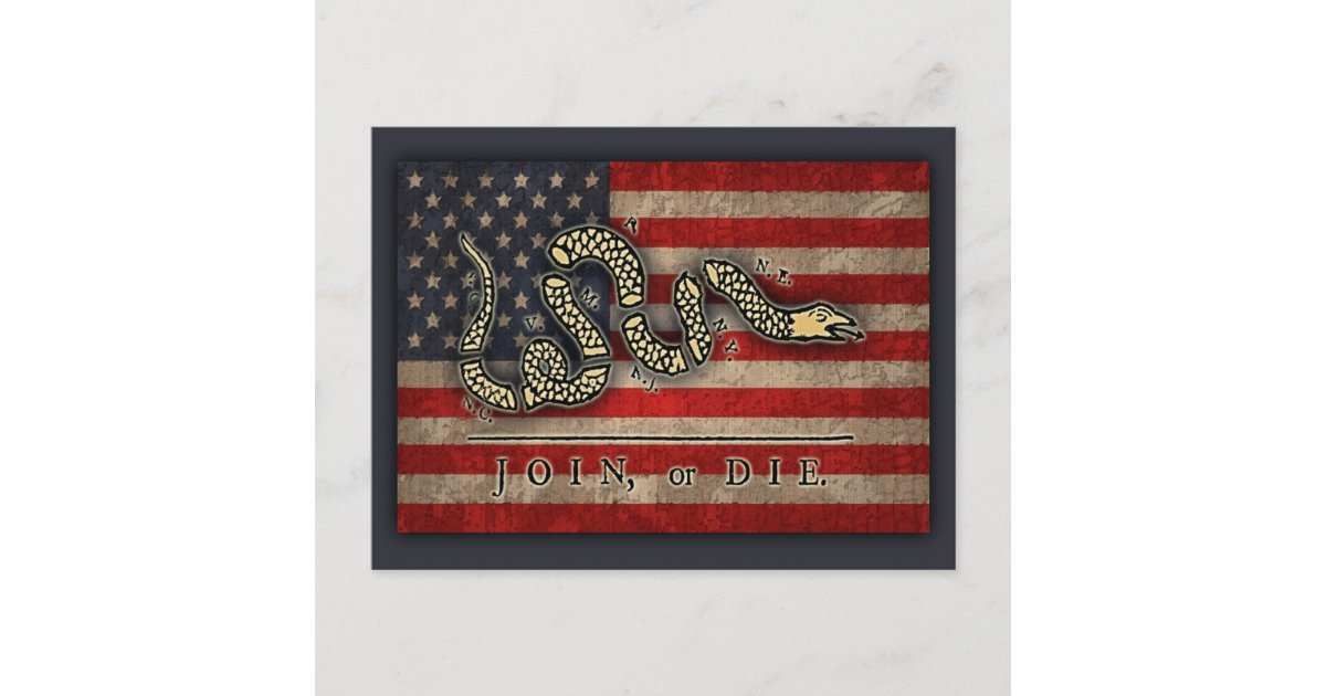 Join, Or Die -Flag Postcard | Zazzle