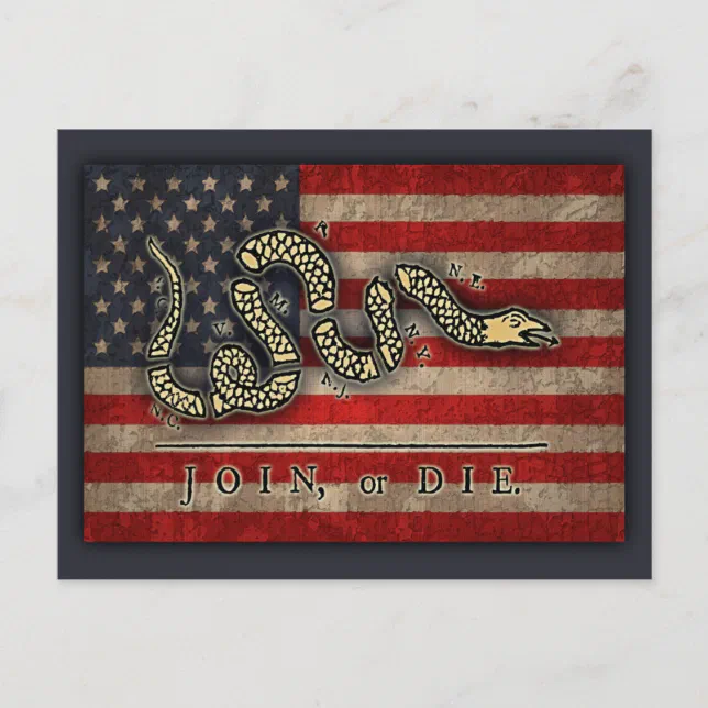 Join, Or Die -Flag Postcard | Zazzle