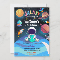 Join Planet Alien Stars Space galaxy 1st Birthday Invitation | Zazzle