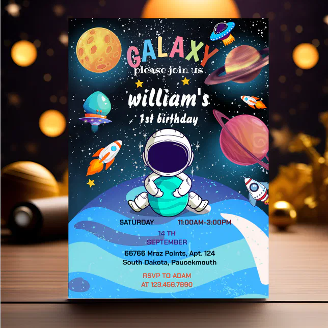 Join Planet Alien Stars Space galaxy 1st Birthday Invitation | Zazzle