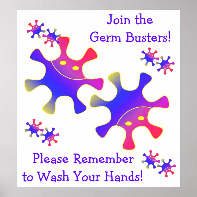 Join the Germ Busters - Wash Your Hands! Sign | Zazzle