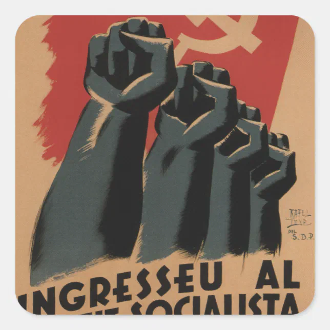Join the Socialist Unity Party_Propaganda Poster Square Sticker | Zazzle