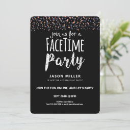 Join Us For A Fun Online Video Chat Party Confetti Invitation | Zazzle