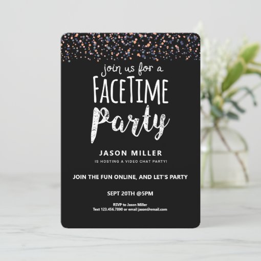 Join Us For A Fun Online Video Chat Party Confetti Invitation | Zazzle