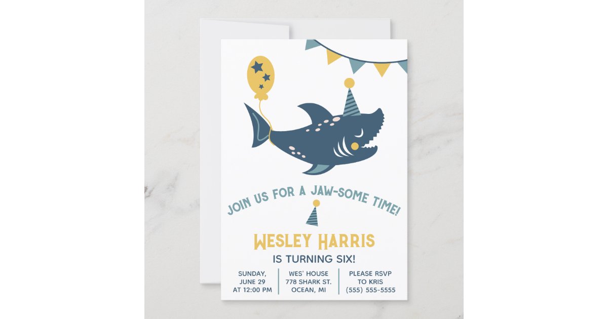 Join us for a Jaw-Some Time! Shark Birthday Party Invitation | Zazzle