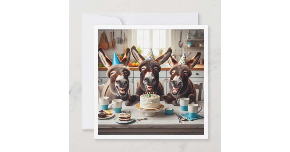 Join us for a laugh, laughing donkey invitation | Zazzle