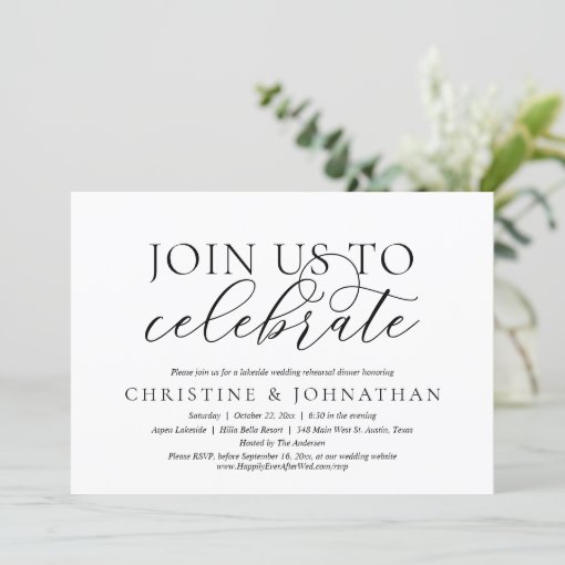 Join Us To Celebrate, Wedding Rehearsal Dinner Invitation | Zazzle